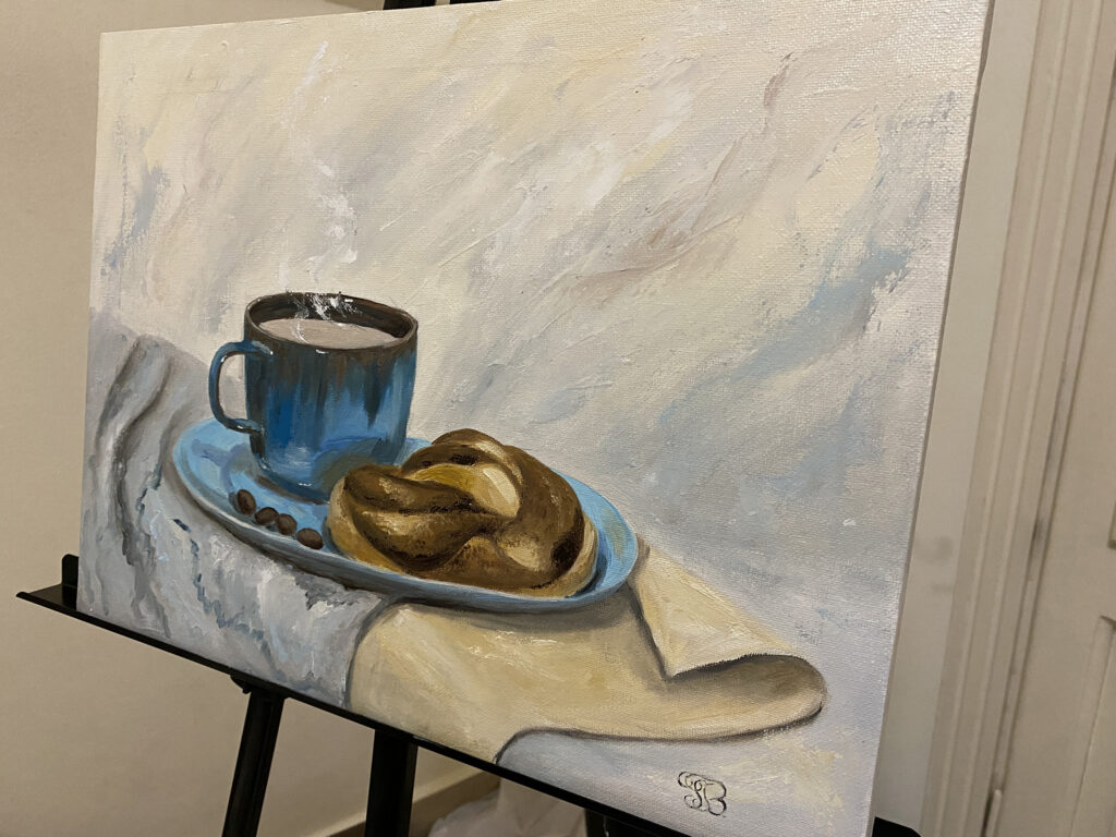 Still Life with Cinnamon Bun Oil Painting – Inspy Art