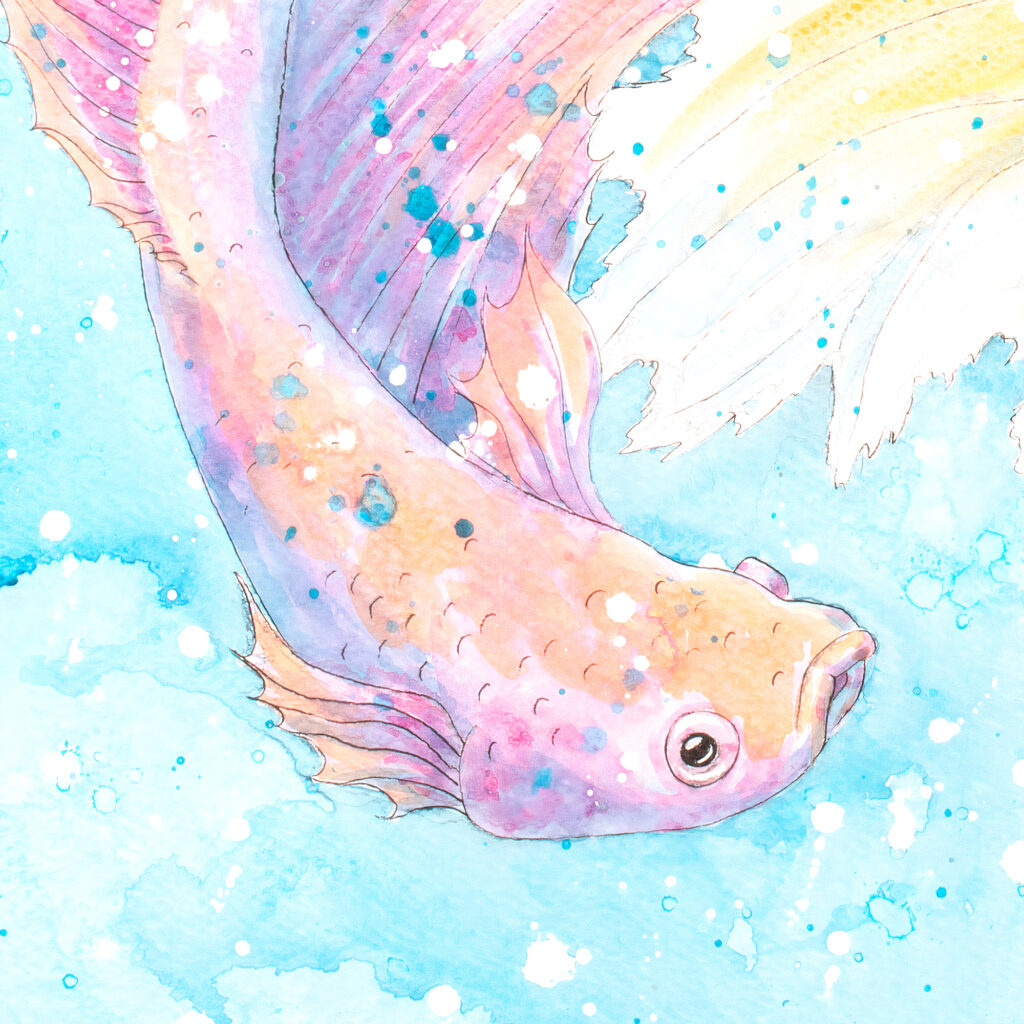 Betta Fish Acrylic Painting 70 x 50 cm - Inspy Art